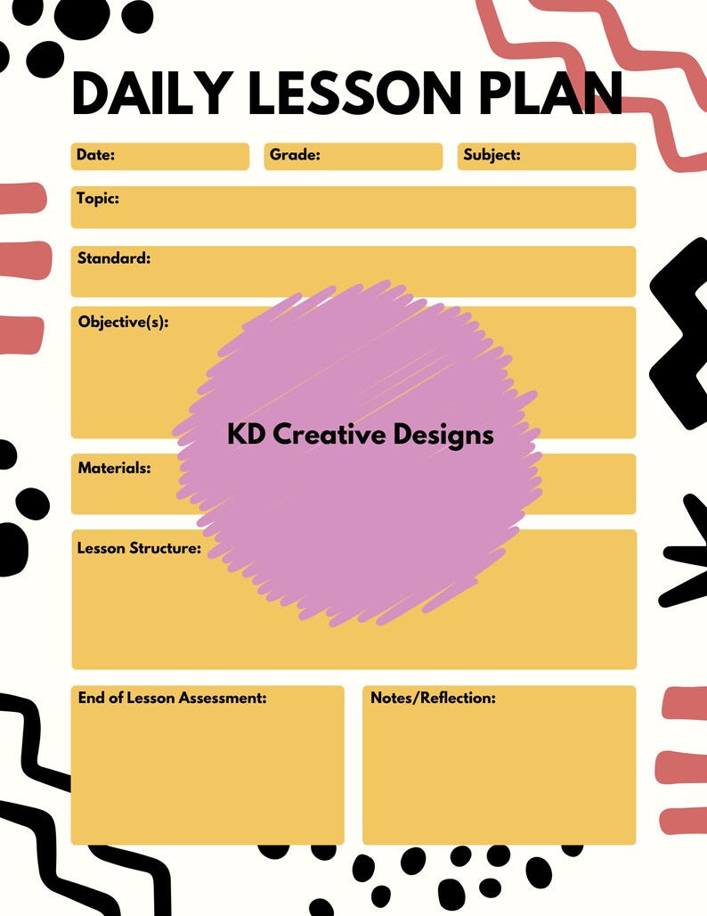 Daily Lesson Planner - Etsy