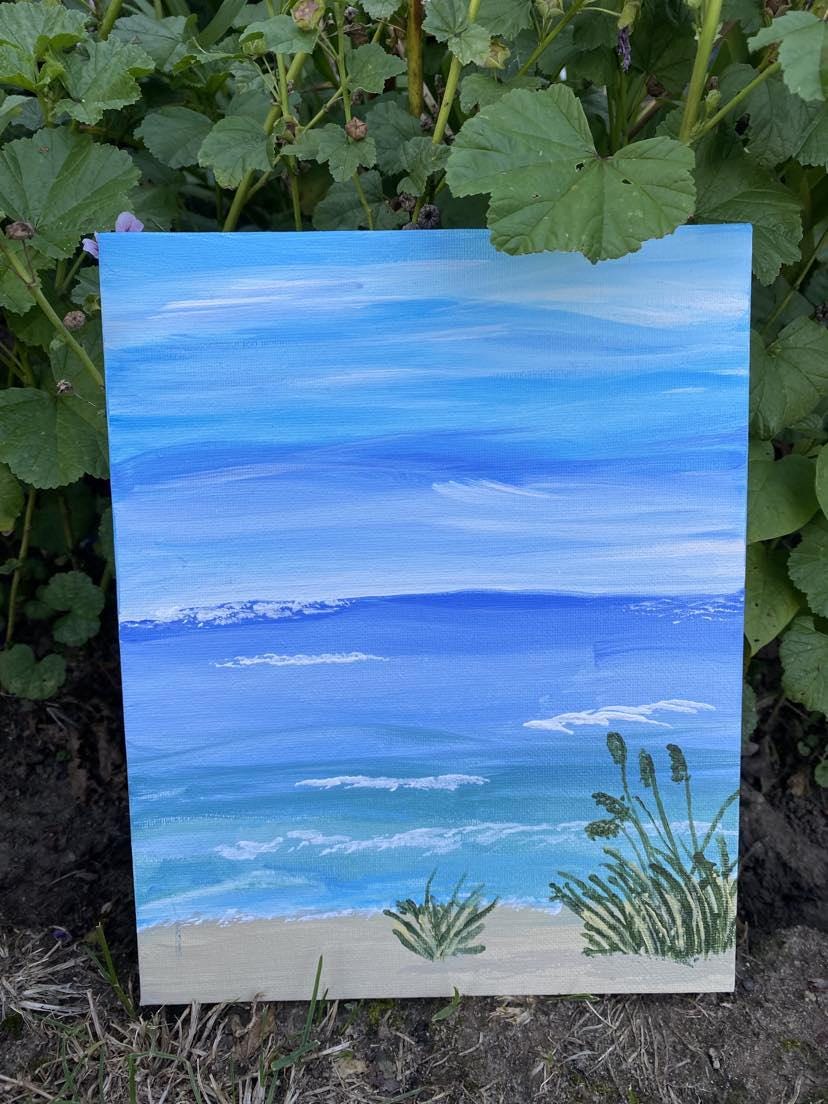 Acrylic Painting Beach Scene Hand Painted on Canvas Board - Etsy