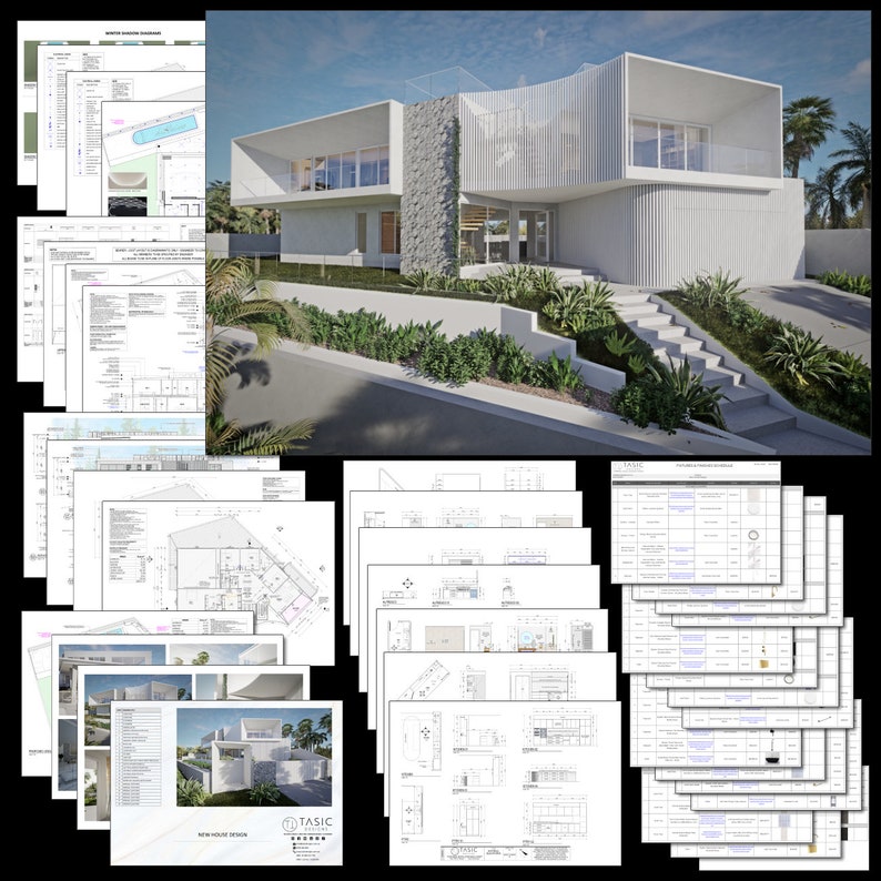 Contemporary Custom House Design Full Set of Construction Plans and ...