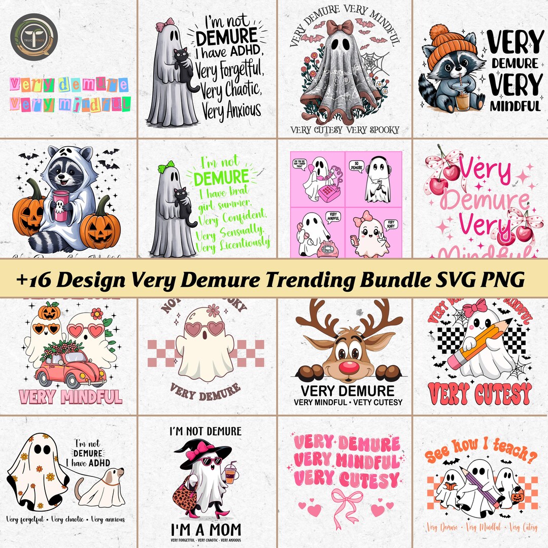 Very Demure & Mindful SVG PNG Bundle Cutesy, Groovy, Trendy Demure ...