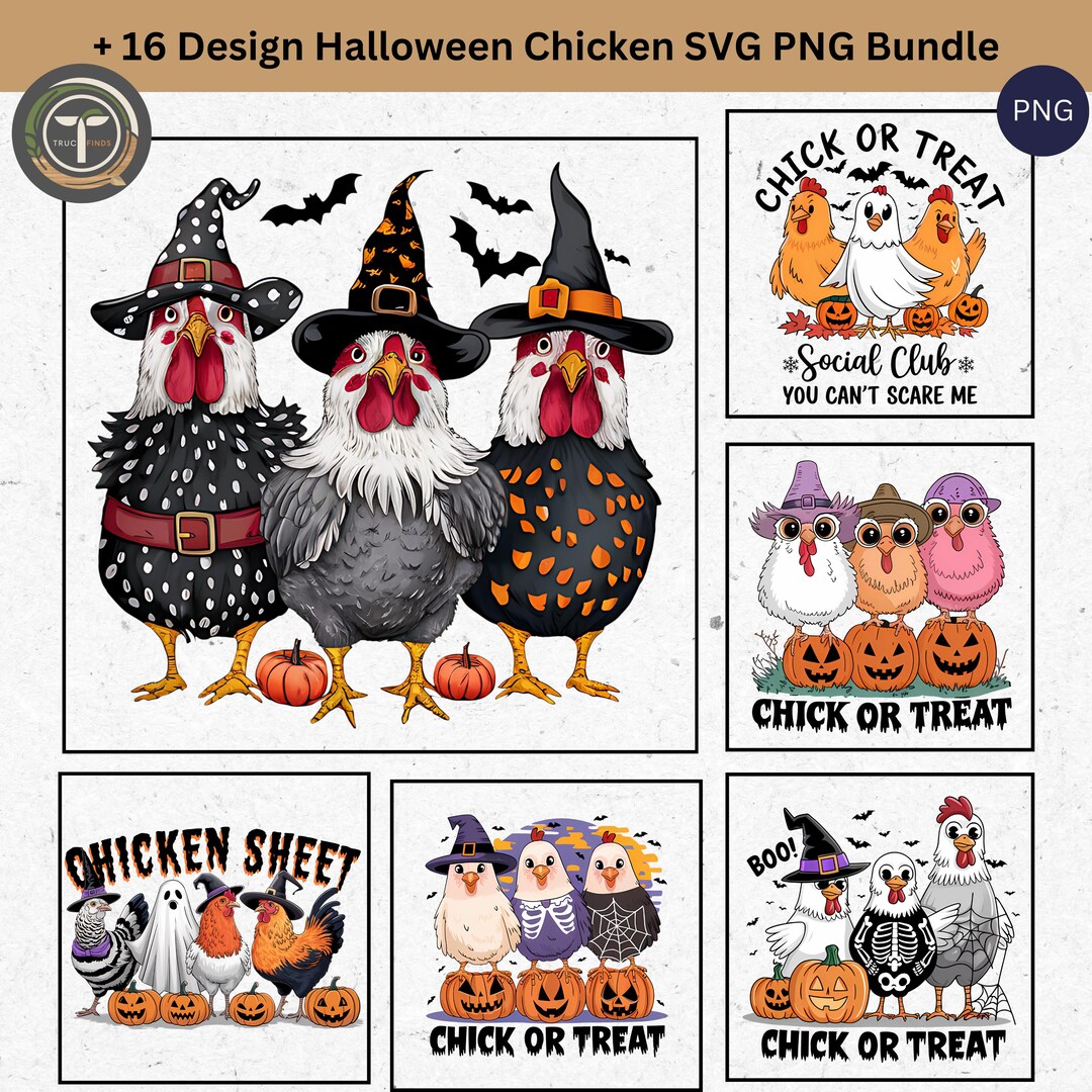 Funny Halloween Chicken Bunde SVG PNG, Spooky Chicken Png, Autumn Png ...