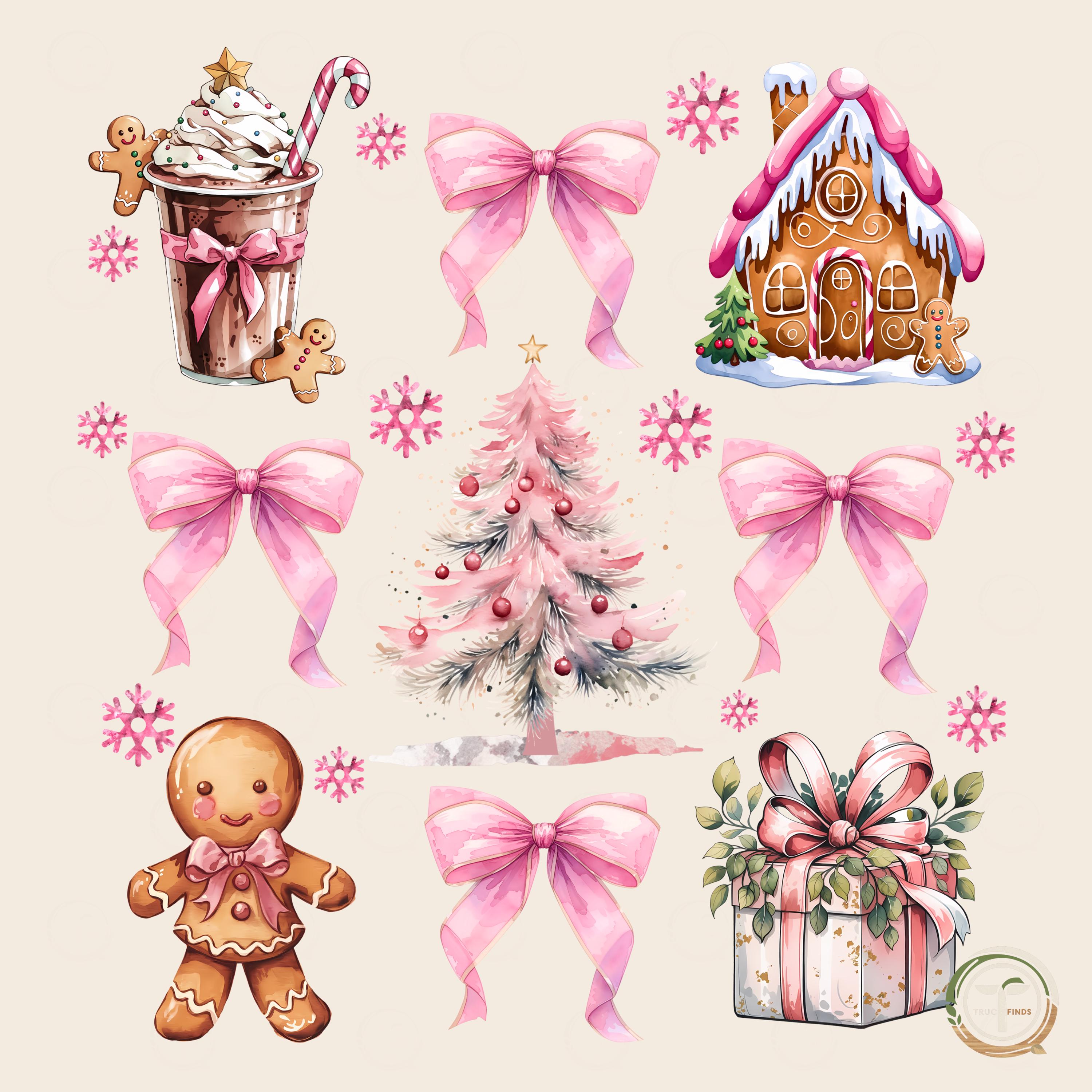 Pink Coquette Christmas PNG Girly Holiday Designs Coffee Christmas ...