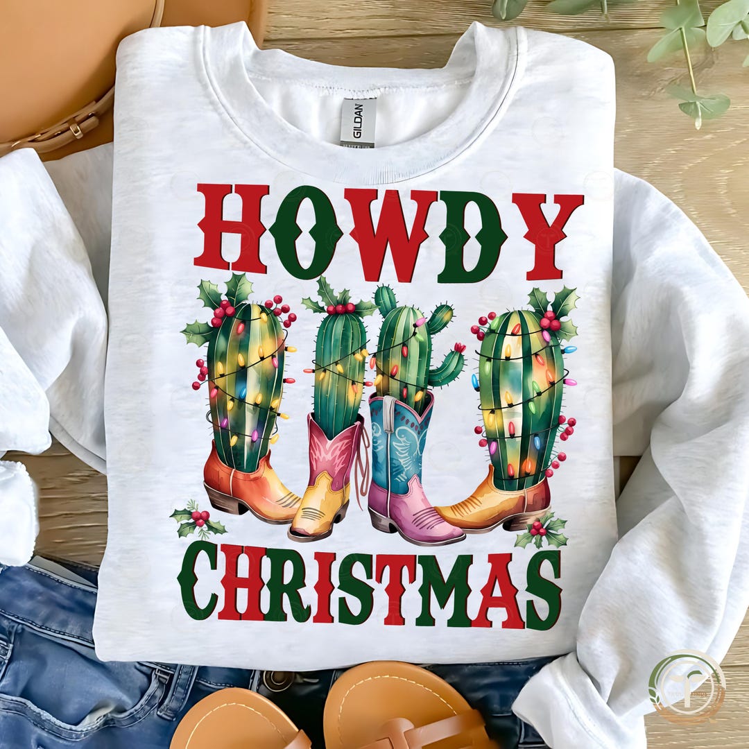 Howdy Christmas PNG Western Christmas PNG Retro Christmas PNG Festive ...