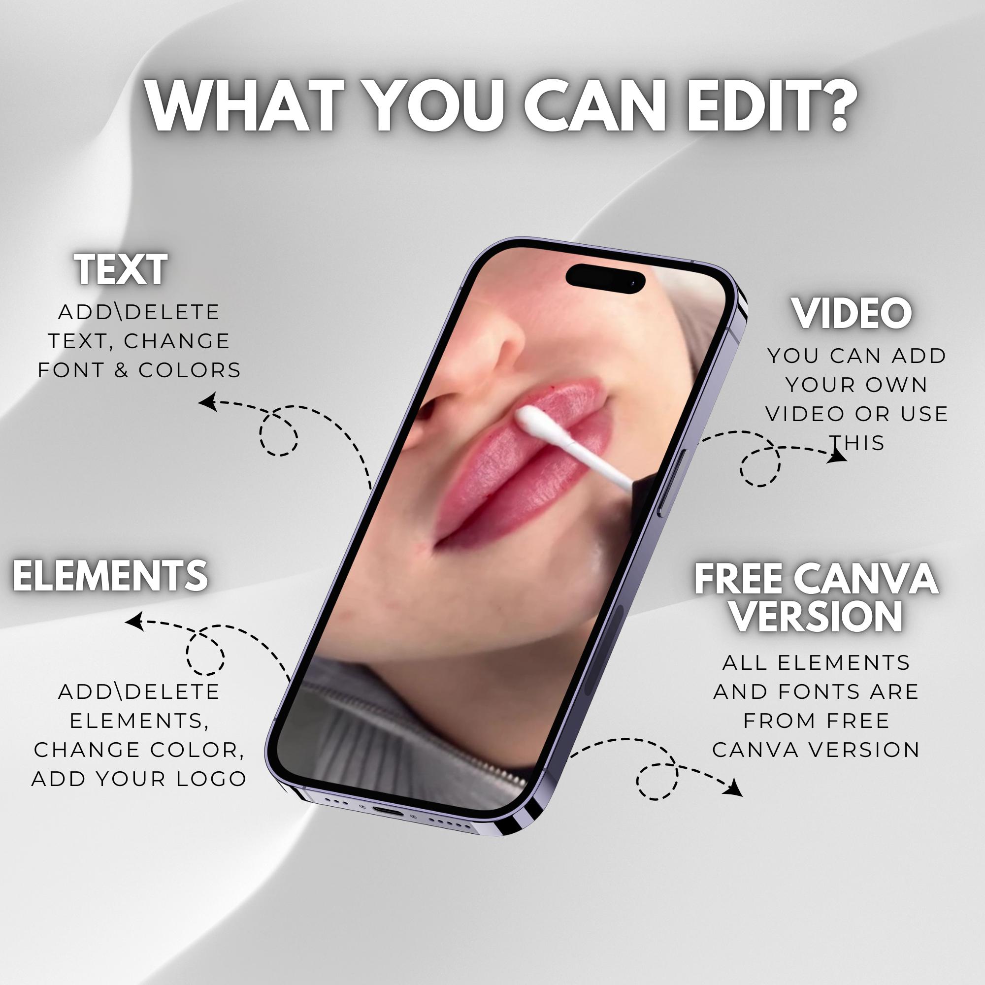 60 Lip Filler Reels Instagram, Lip Injection Reels Canva Template ...