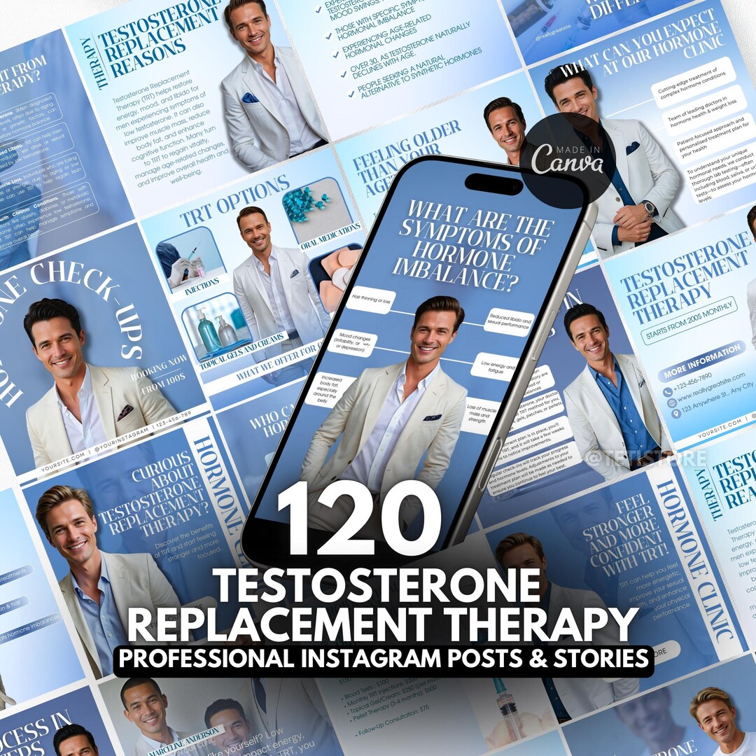 Testosterone Replacement Therapy (TRT) Instagram Templates, Hormone ...