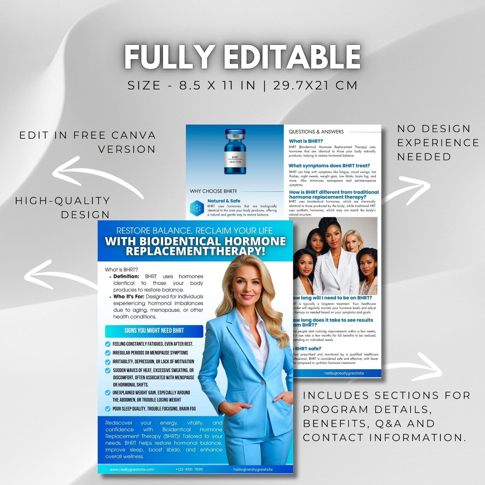 Bio-identical Hormone Replacement Therapy Flyer, Bhrt Brochure, Hormone ...
