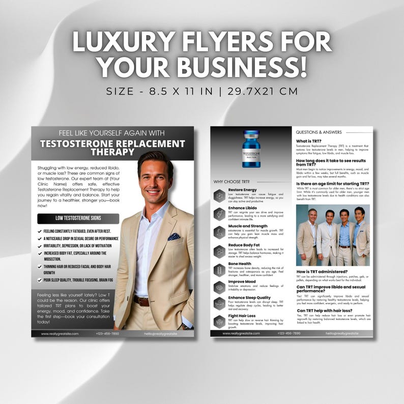 Testosterone Replacement Therapy Flyer, TRT Flyer, Hormone Clinic Flyer ...