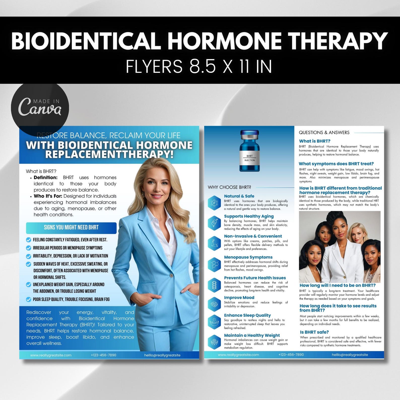 Bio-identical Hormone Replacement Therapy Flyer, Bhrt Brochure, Hormone ...