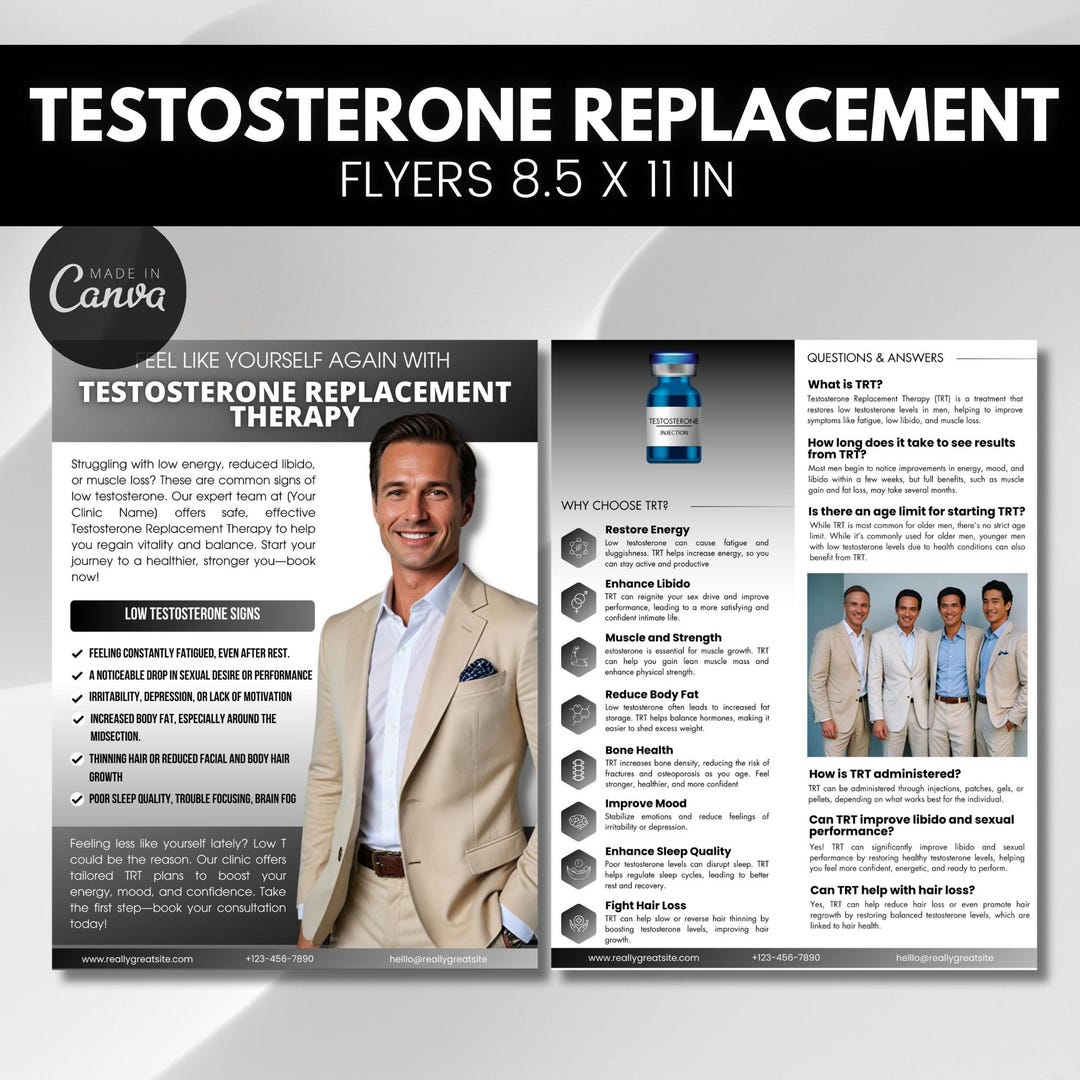 Testosterone Replacement Therapy Flyer, TRT Flyer, Hormone Clinic Flyer ...