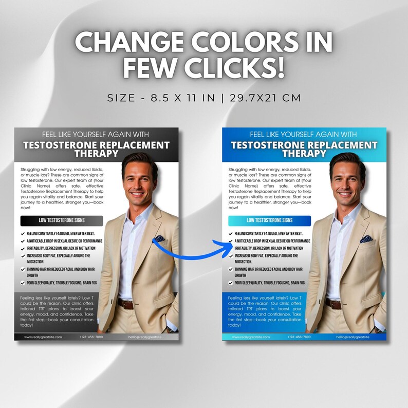 Testosterone Replacement Therapy Flyer, TRT Flyer, Hormone Clinic Flyer ...