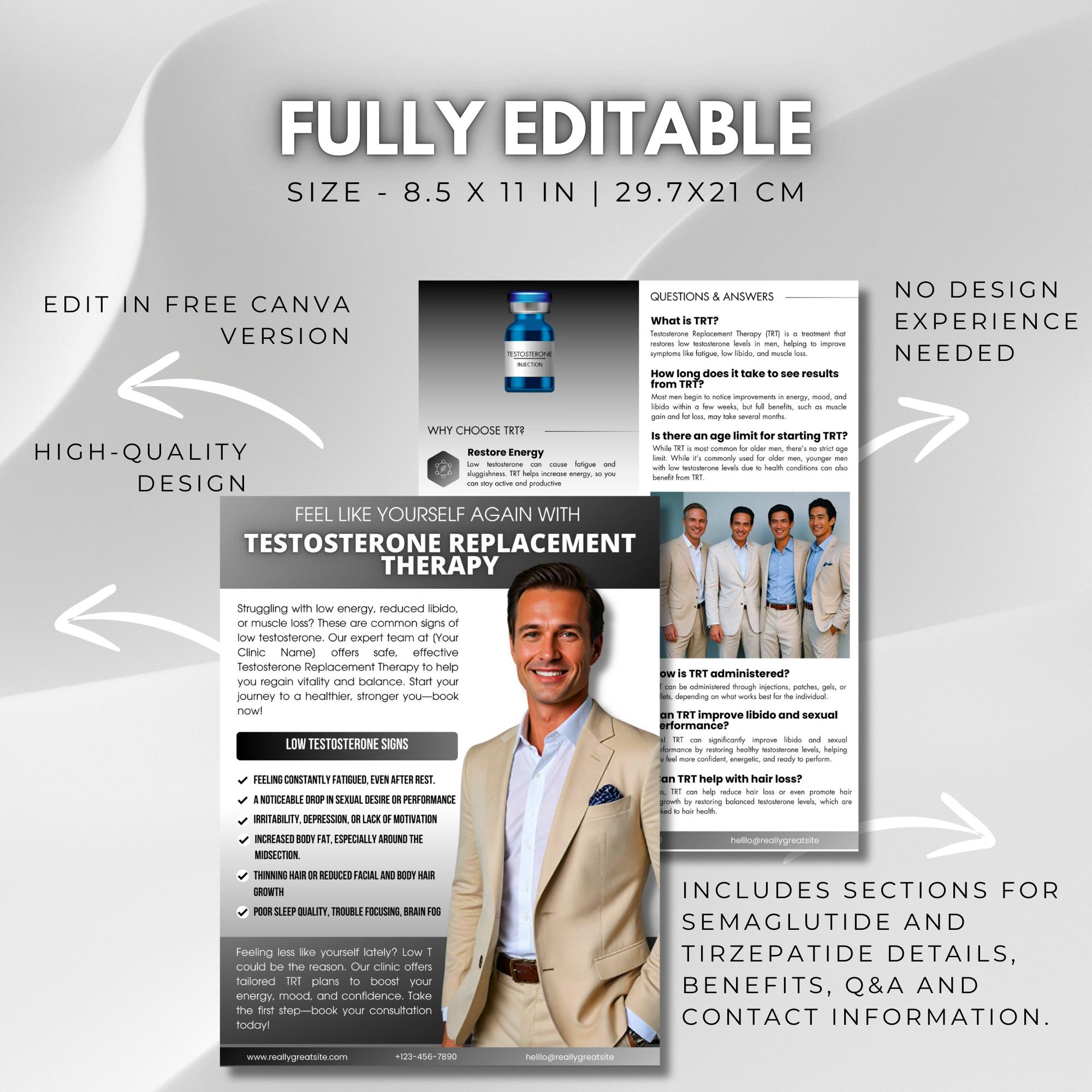 Testosterone Replacement Therapy Flyer, TRT Flyer, Hormone Clinic Flyer ...