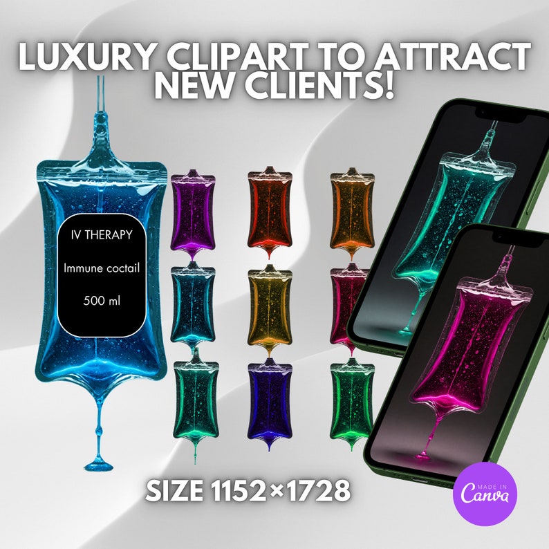 IV Drip Bag Designs Bundle, Iv Therapy Clipart | Clipart Images for IV ...