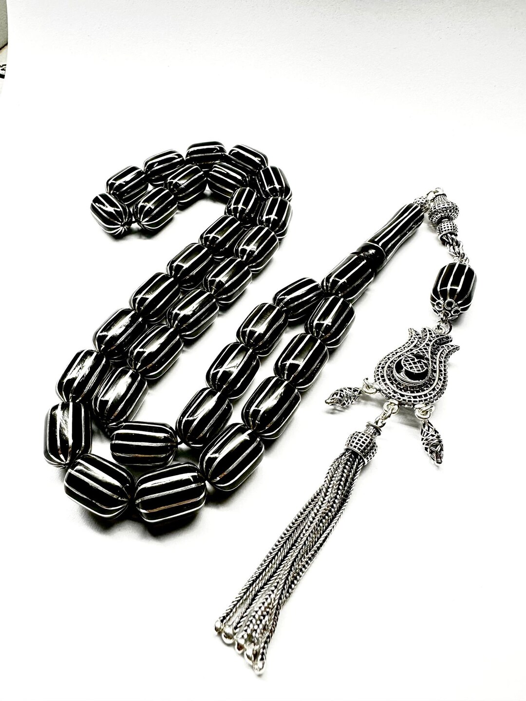 Real Oltu Stone Tespih 925 Sterling Silver 33 Beads - Etsy