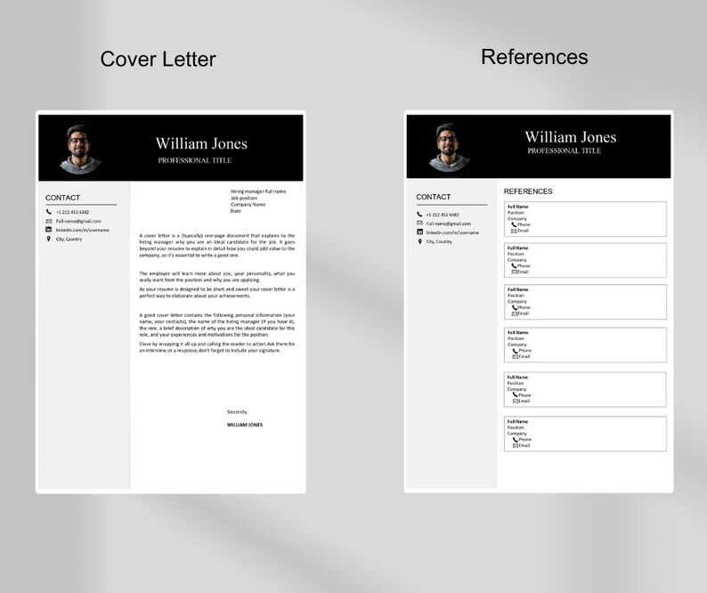 Professional Resume Template for Microsoft Word & Google Docs With ...