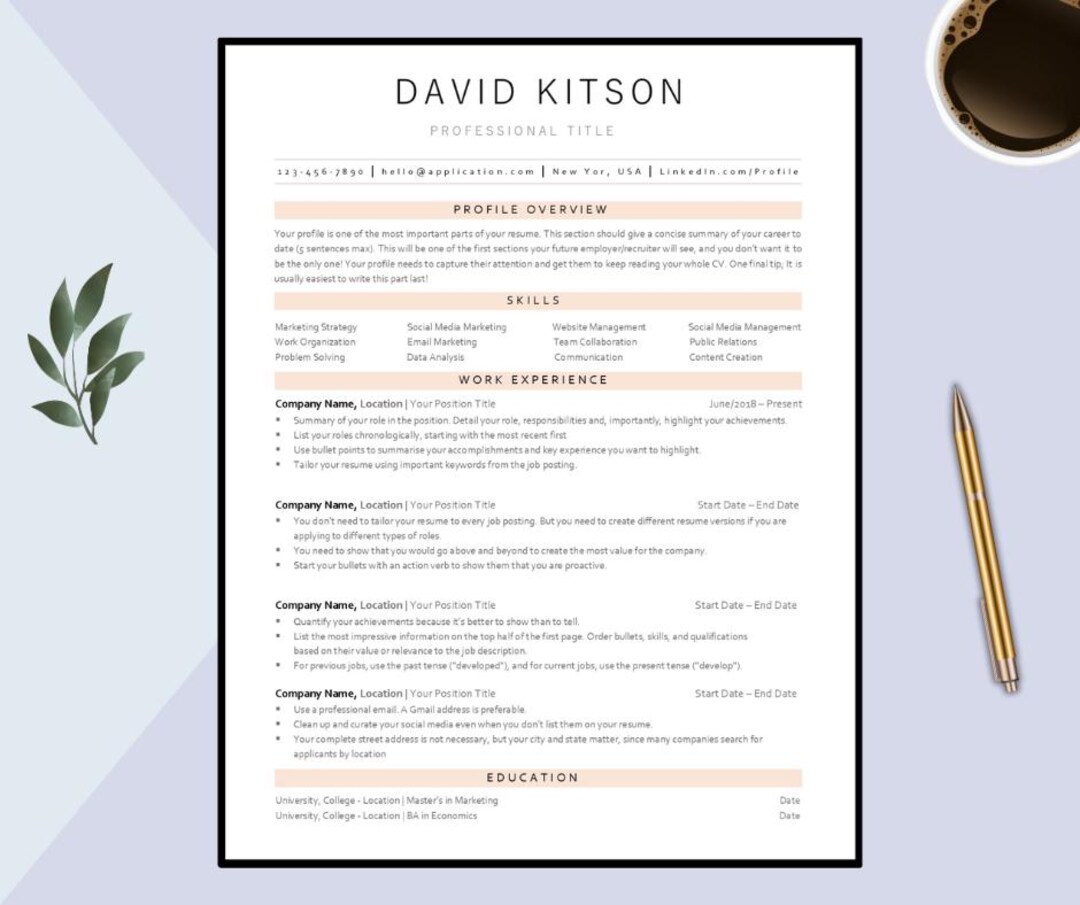 Simple & Modern Resume Template With Cover Letter | Minimalist ...