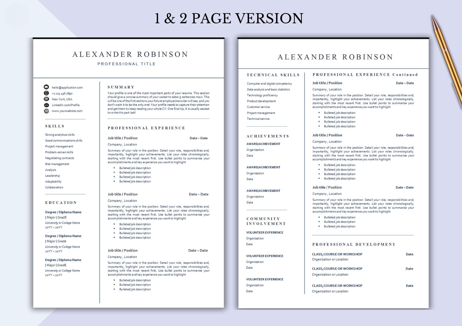Minimalist Resume Template for Microsoft Word With Cover Letter and ...