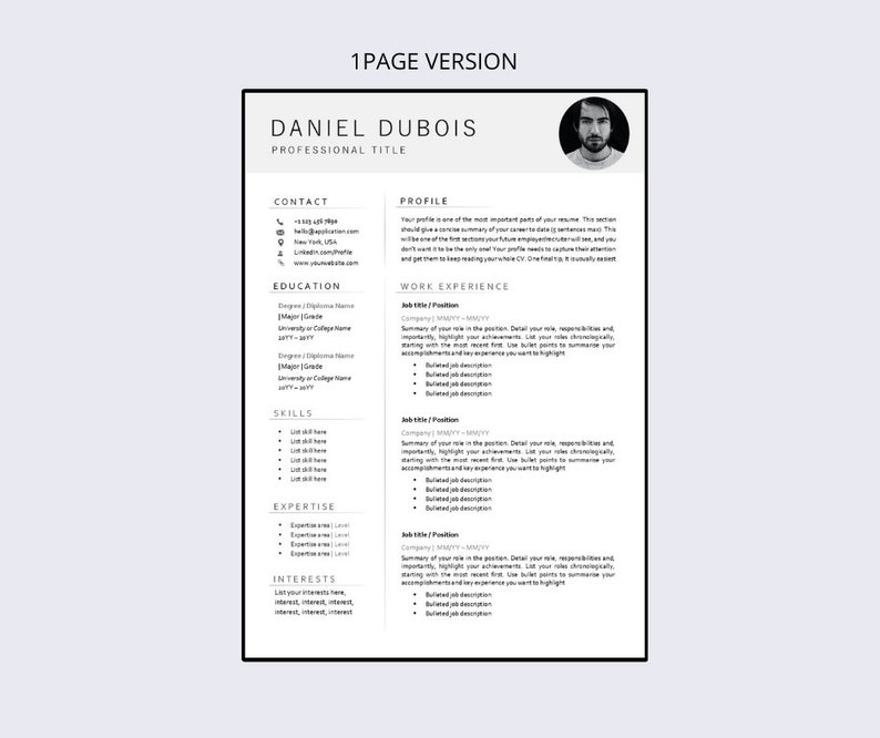 Resume Template With Photo | Professional and Modern CV | Ats-optimized ...