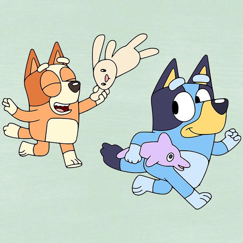 Playful Blue Dog PNG & Yellow Dog SVG Best Friends Dog Graphics Cute ...