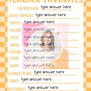 Editable Teacher Favorites Survey • Teacher Questionnaire • Teacher ...
