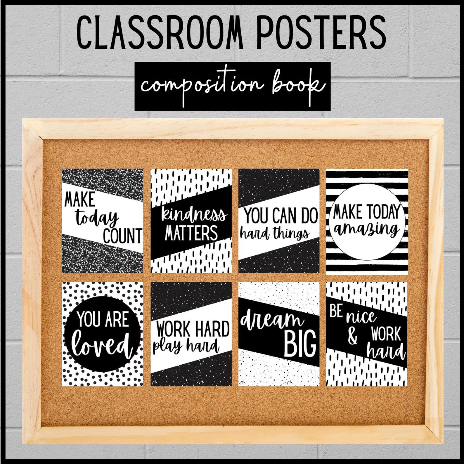 Encouraging Classroom Posters | Black & White Composition Theme ...