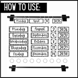 Editable Black & White Classroom Monthly Calendar | Hanging Calendar ...