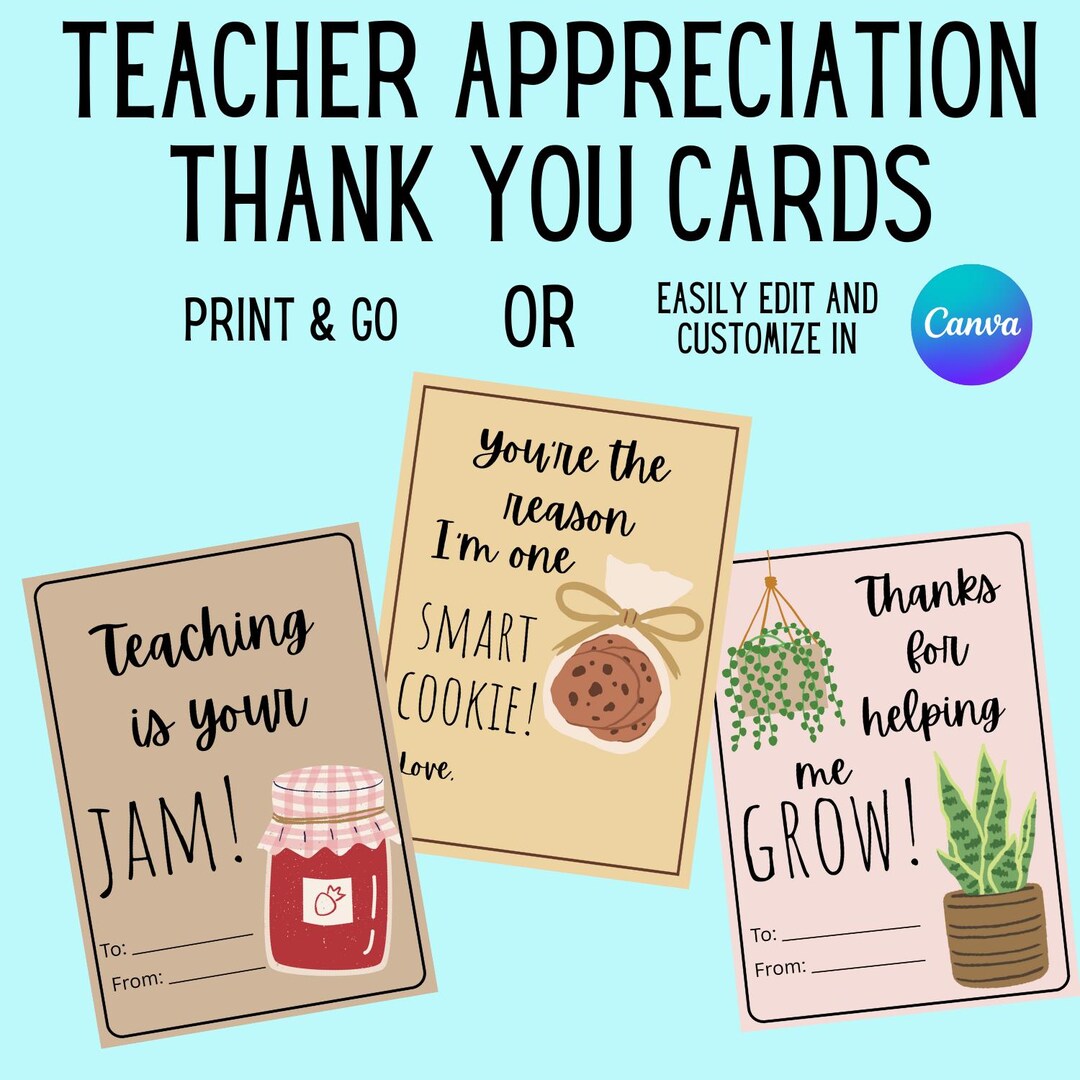 Printable Teacher Thank You Cards • Funny Teacher Appreciation Cards ...