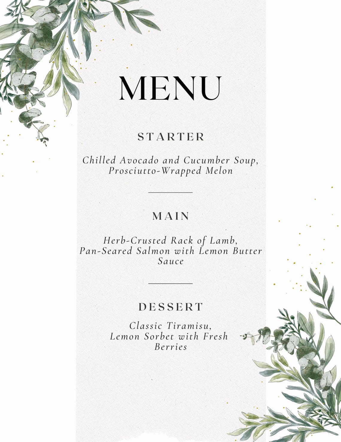 Menu | Customizable - Etsy