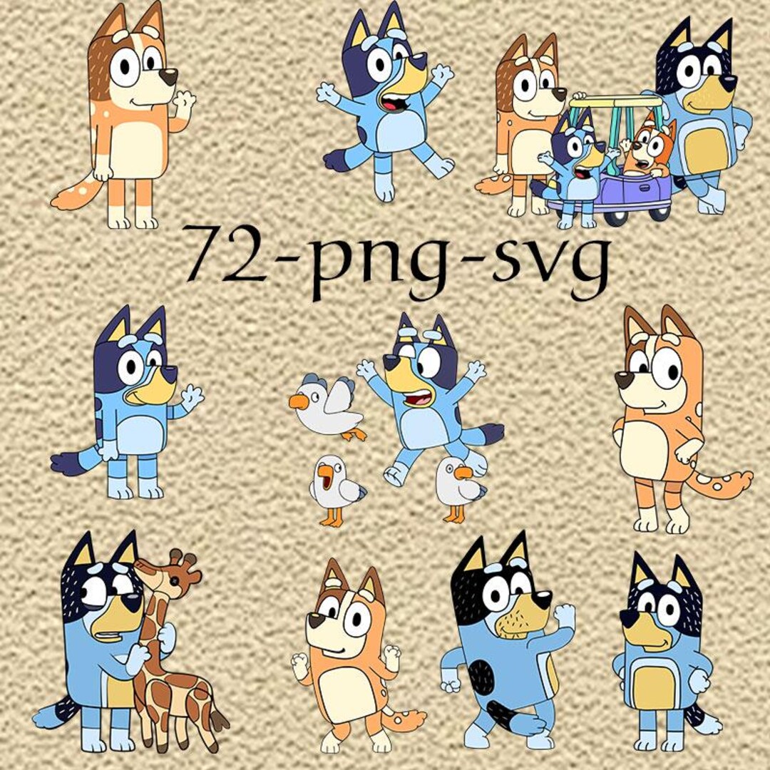 Blue Dog Family Illustration SVG Creative Design Resourceblue Dog ...