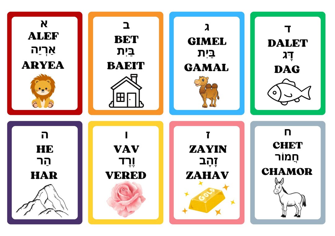 Printable Hebrew Alefbet Flashcards for Fun Learning Experience - Etsy