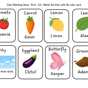 Hebrew Colors Flashcards -learn the Hebrew Colors Fast - Etsy