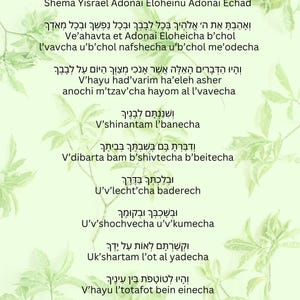 Shema Israel Prayer Printable– Hebrew With Vowels + English Translation ...