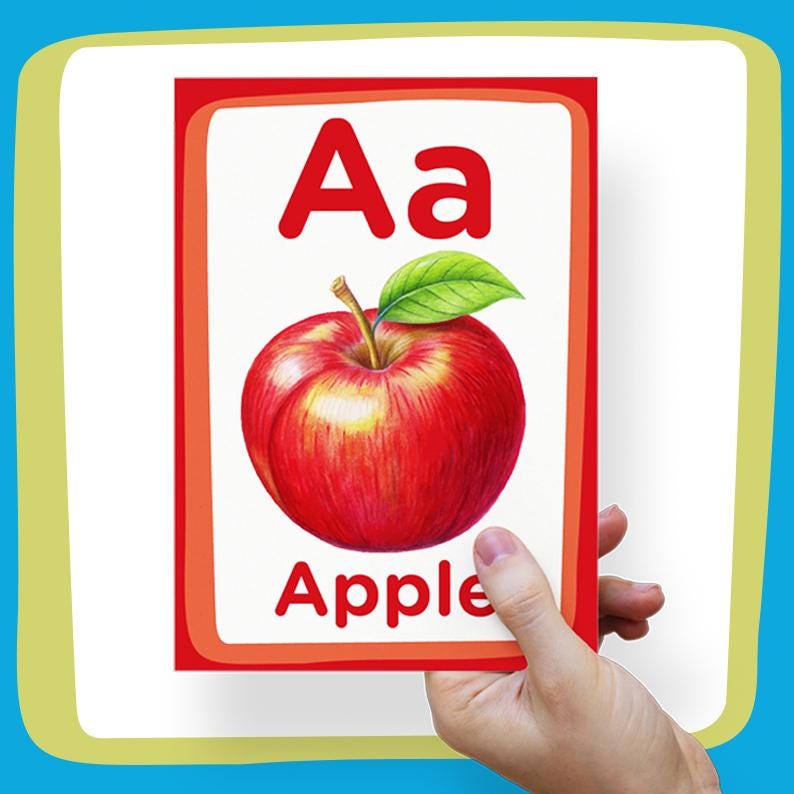 Fully Illustrated Alphabet Cards, Alphabet Phonetics, Flashcards, ABC ...