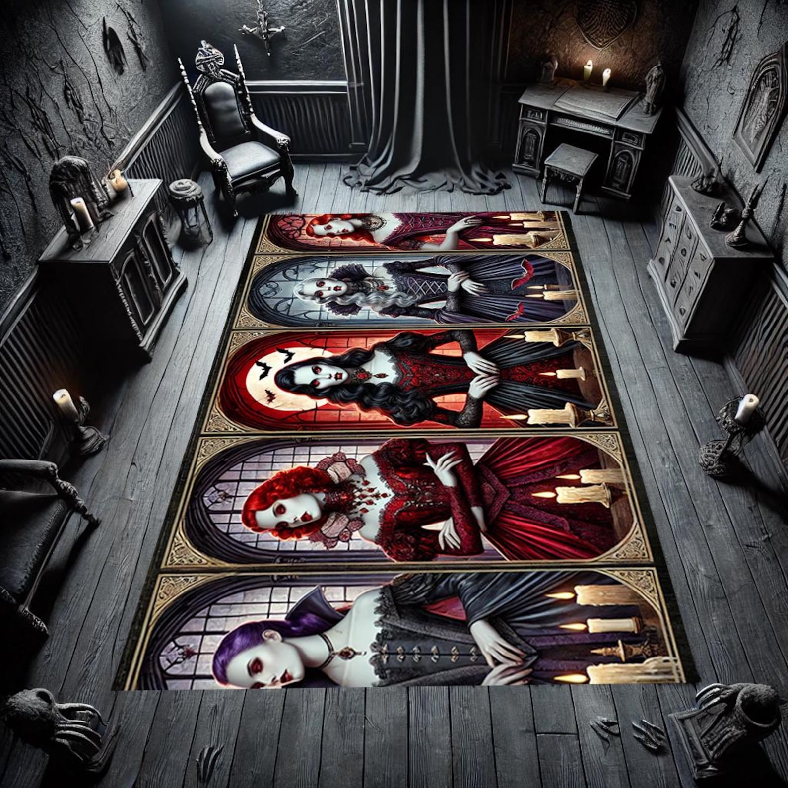 Vampire Girl Rug: Dark Gothic Library Decor - Etsy
