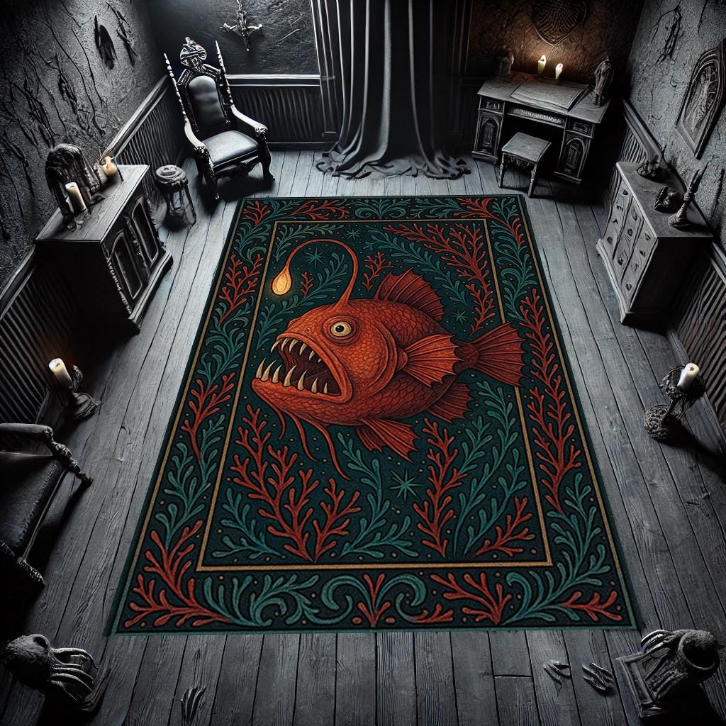 Angler Fish Rug: Mariana Trench Pattern, Modern Decor - Etsy