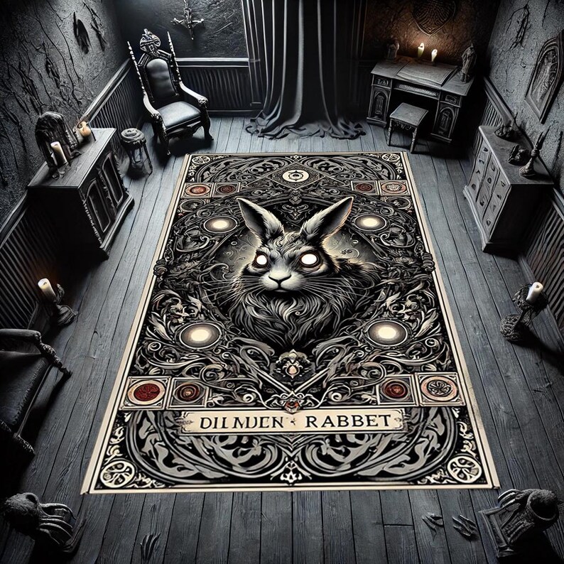 Gothic Rabbit Rug,rabbit Carpet,gothic Home Decor,horror Themed Rug ...