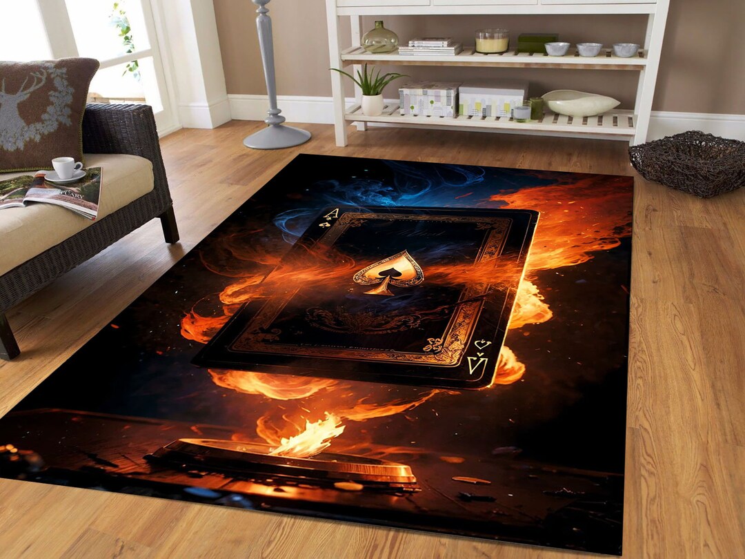 Playing Card Rug,fire Rug,game Room Rug,design Rug,personalizable Rug ...