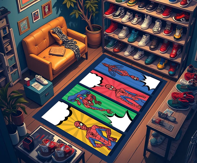 Spiderman Comic Book Rug: Superhero Fan Decor - Etsy