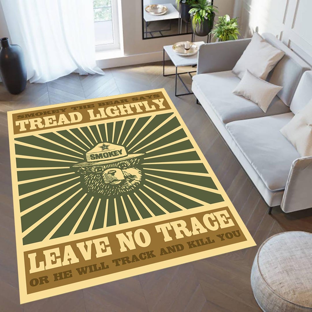 Smokey Bear Rug: Tread Lightly, Leave No Trace - Youth Room Decor - Etsy