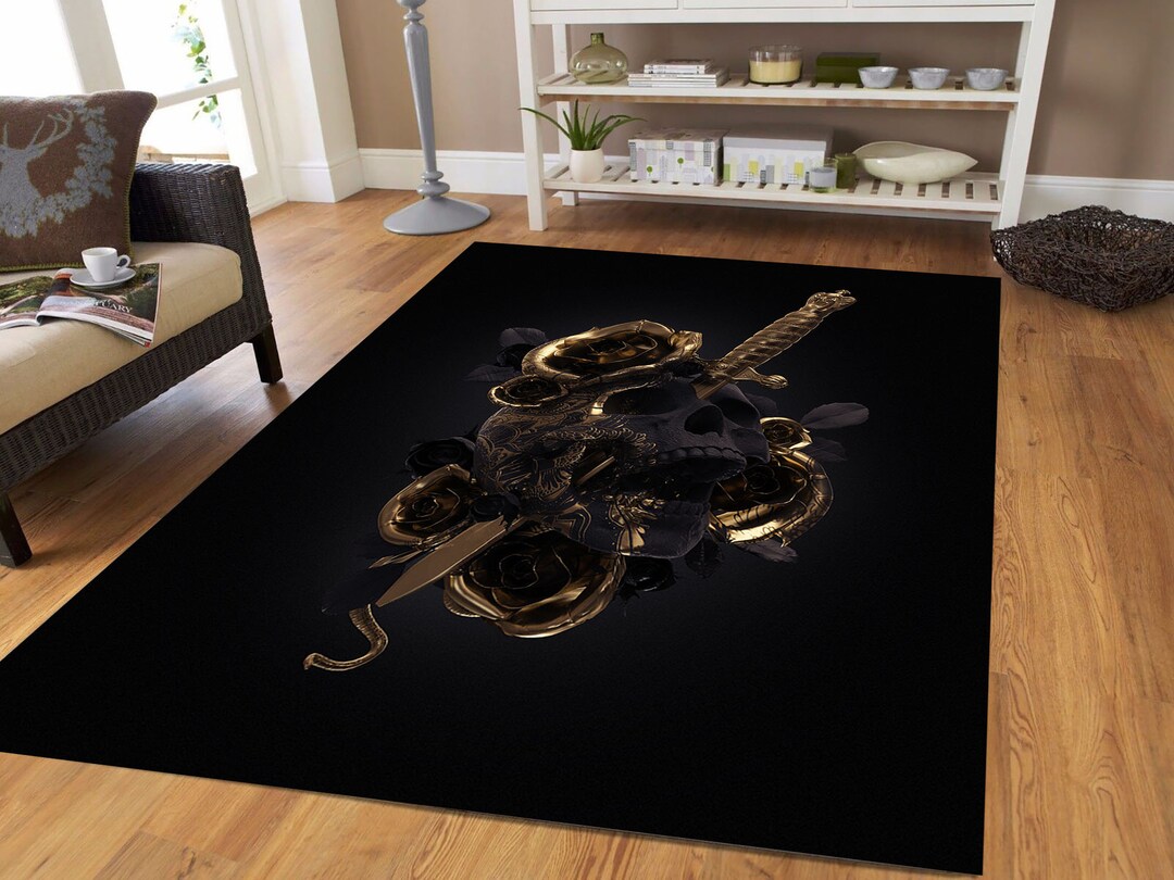 Skull Rug,skeleton Rug,flower Rug,leaf Rug,sword Rug,gothic Style Rug ...