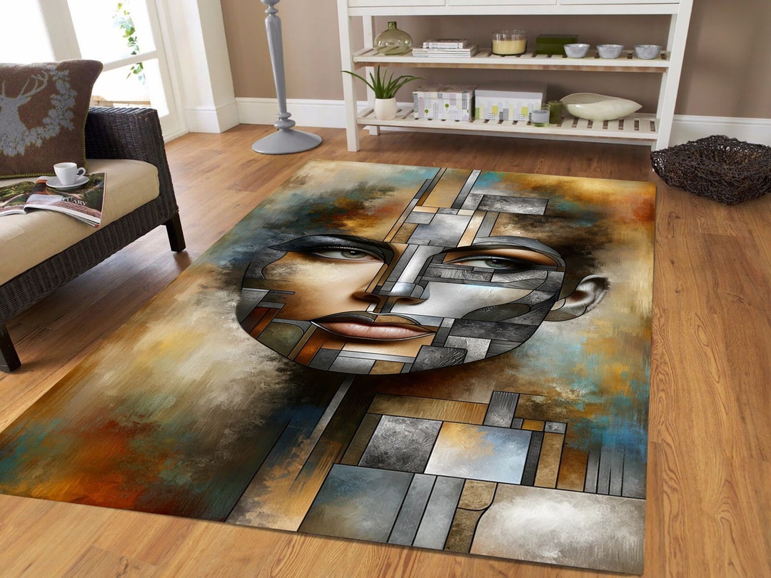 Abstract Woman Face Rug, Modern Art, Non-slip Colorful Design - Etsy
