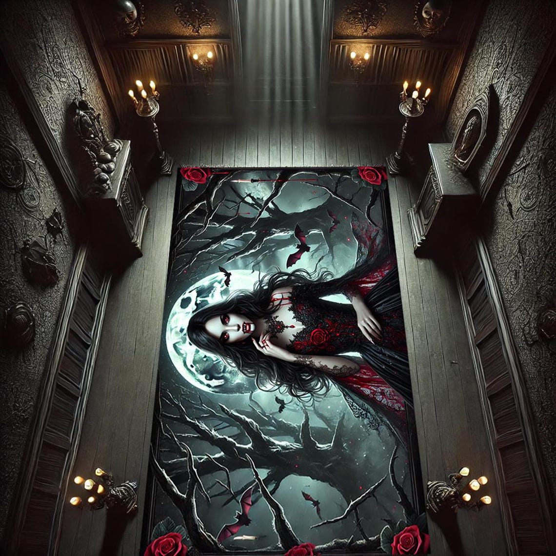 Vampire Girl Rug: Dark Gothic Library Decor - Etsy