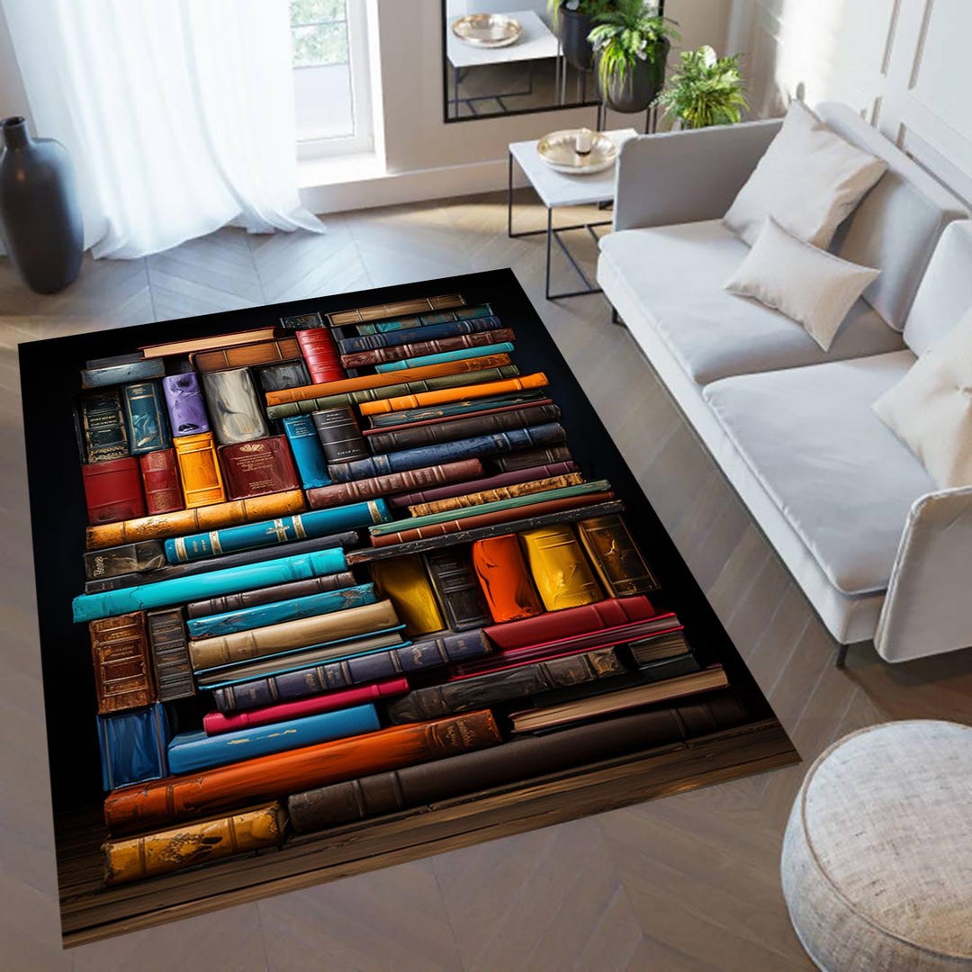 Book Rug,library Rug,bookcase Rug,modern Home Decor,cool Rug ...