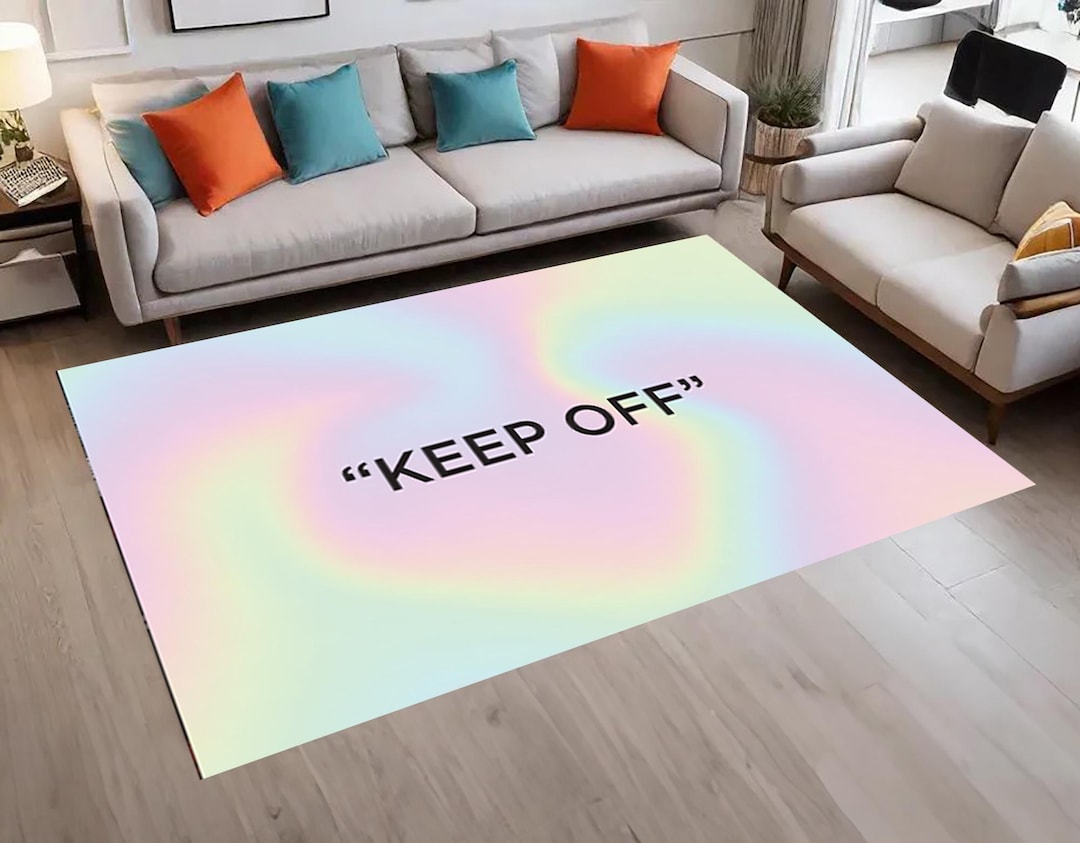 Pastel Rainbow "keep Off" Rug: Y2K Dorm Decor - Etsy
