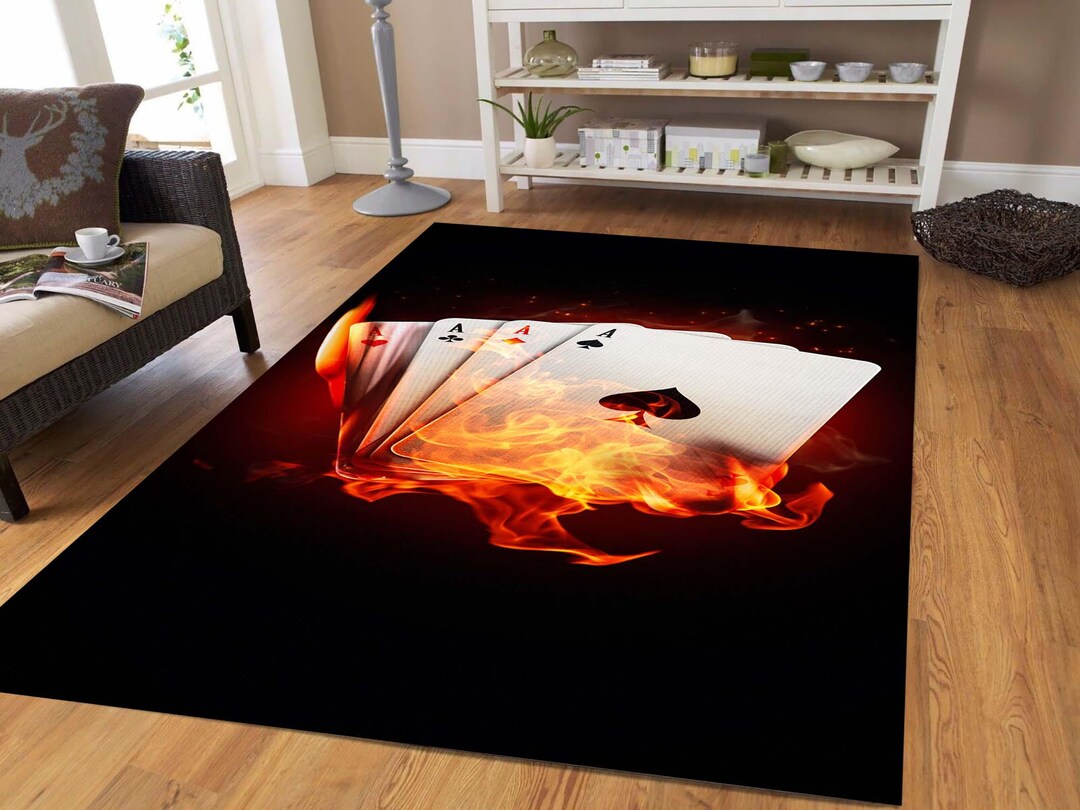 Playing Card Rug,fire Rug,game Room Rug,design Rug,dark Aesthetic Rug ...