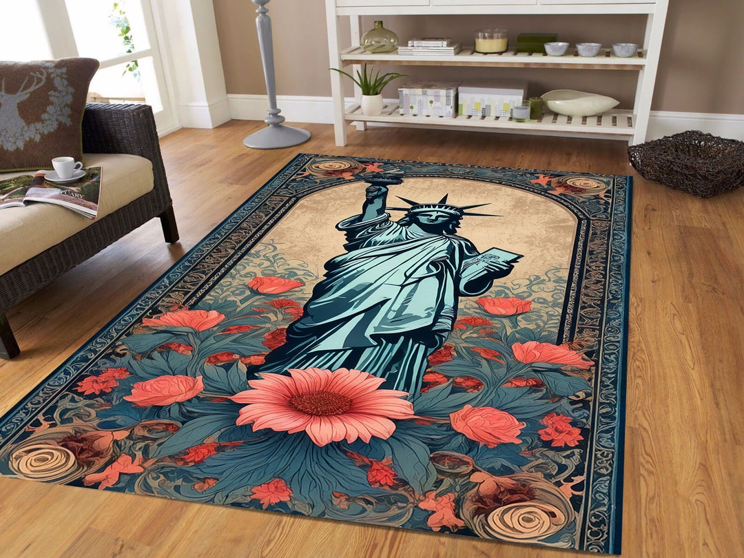 Statue of Liberty Rug, Pink Floral Print, Custom Area Rug - Etsy Canada