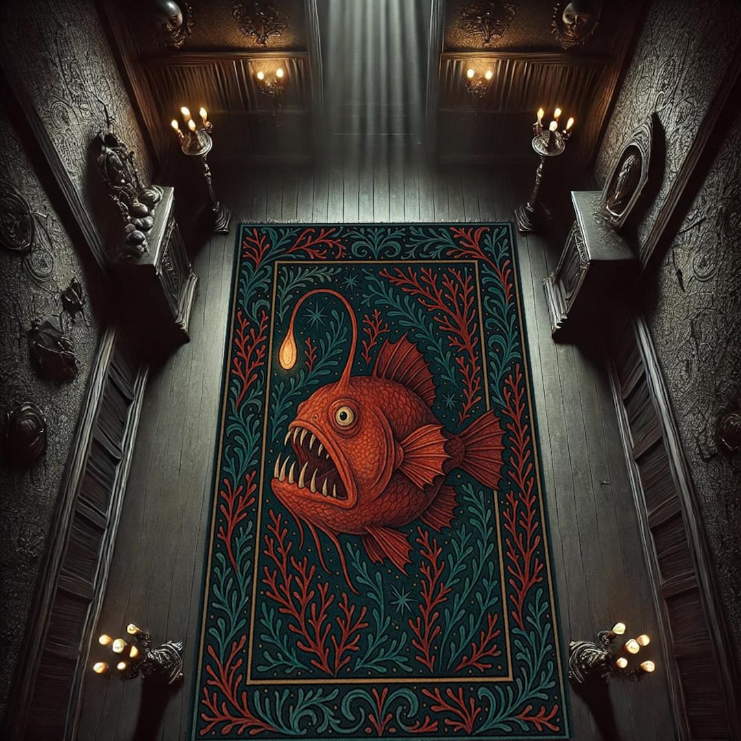 Angler Fish Rug: Mariana Trench Pattern, Modern Decor - Etsy
