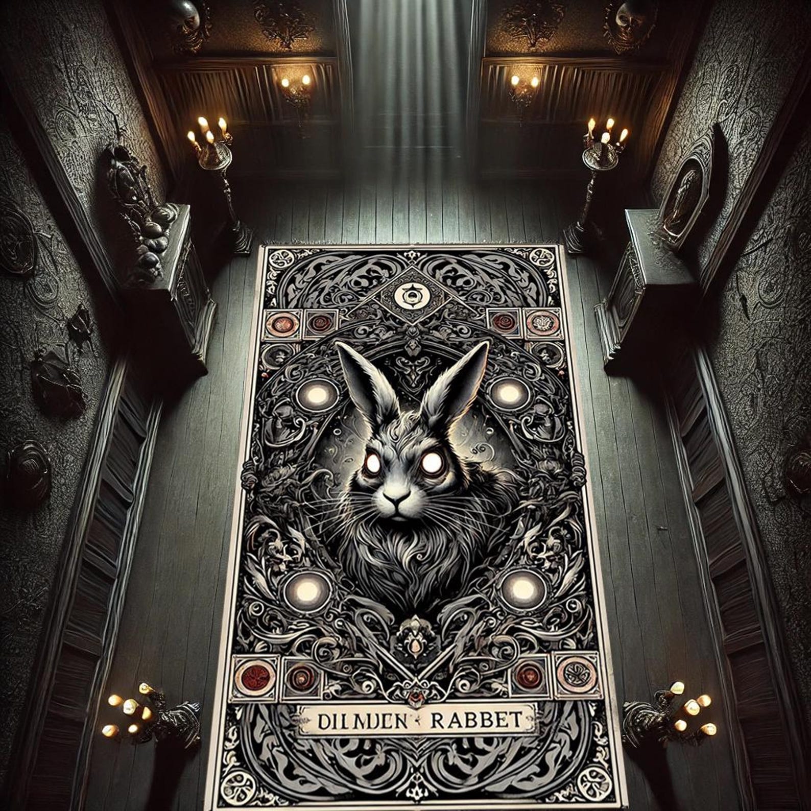 Gothic Rabbit Rug,rabbit Carpet,gothic Home Decor,horror Themed Rug ...