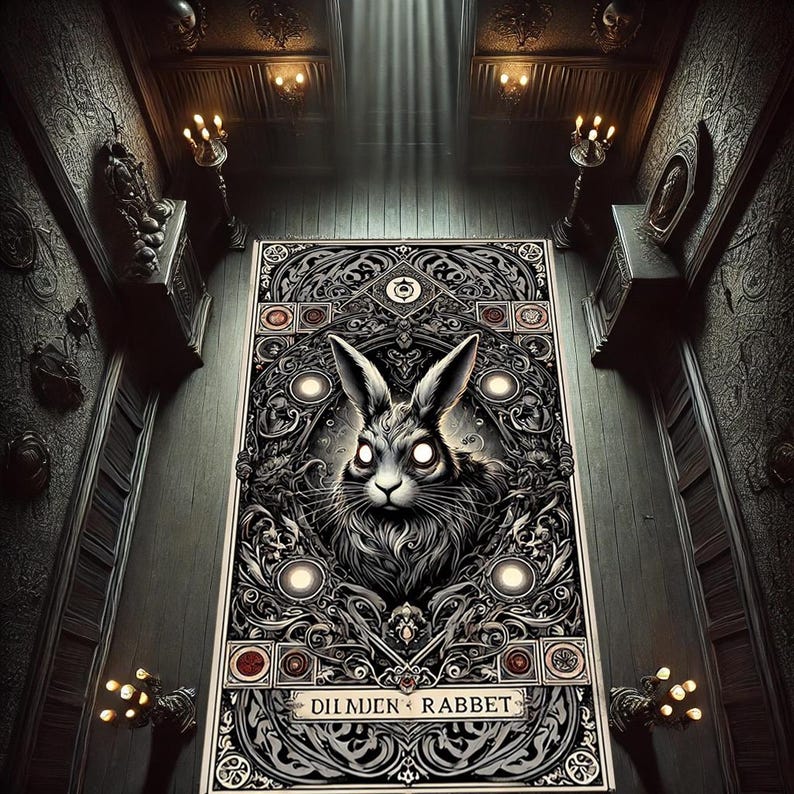 Gothic Rabbit Rug,rabbit Carpet,gothic Home Decor,horror Themed Rug ...