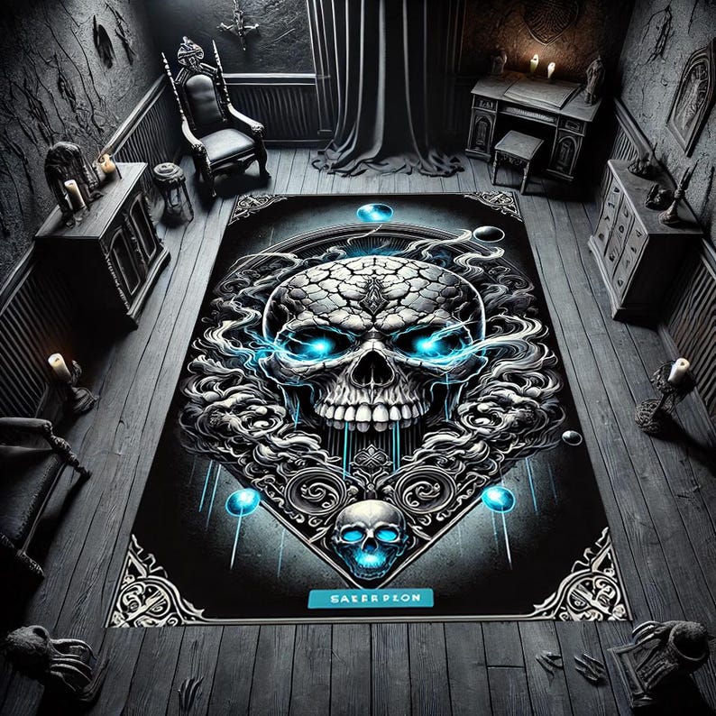 Skull Rug,gothic Decor,horror Hemed Decor,skul Decor,horror Rug,dark ...