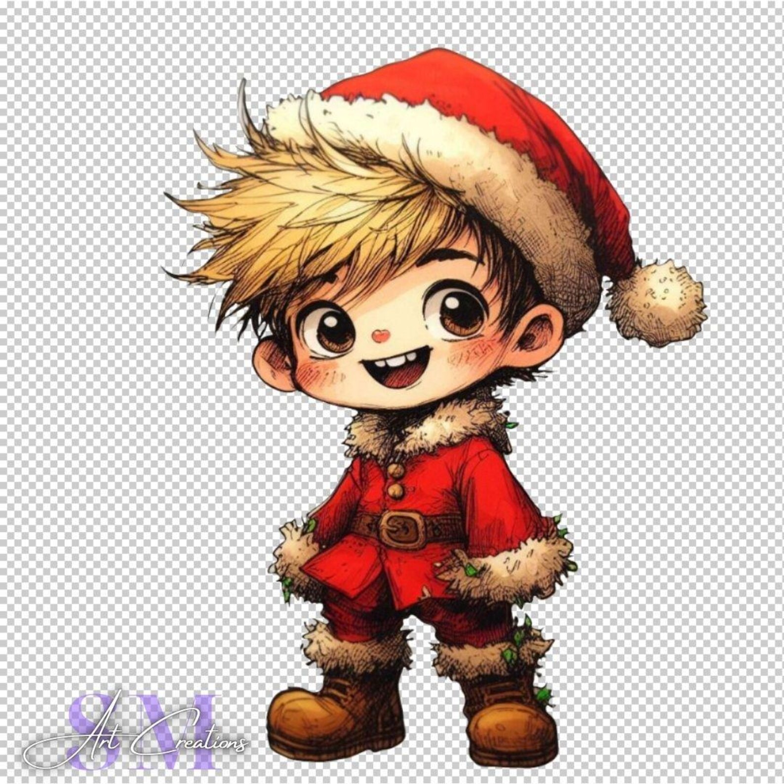 Little Helper Elves: Christmas Digital Art of 5 High Resolution Png ...